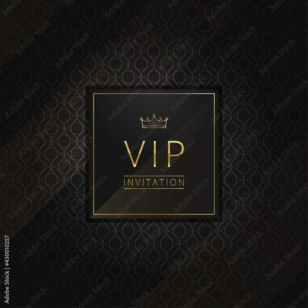 VIP invitation premium invitation card. Badge with golden frame and ...