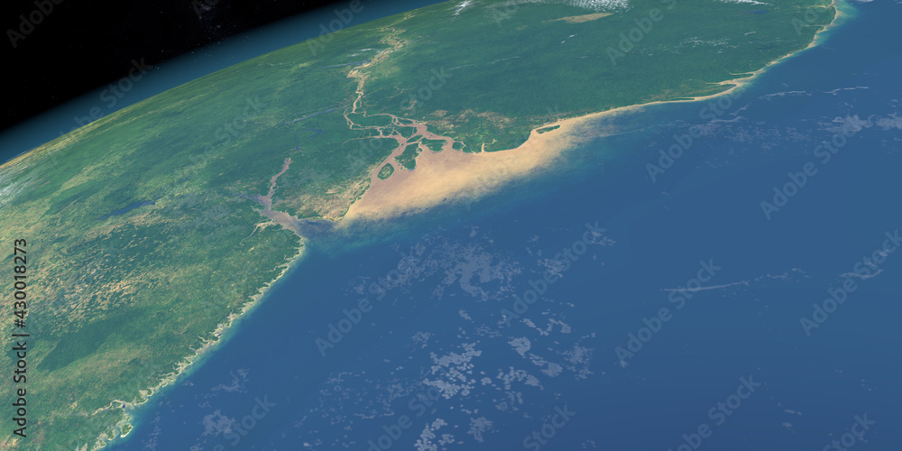 Delta of Amazon river in earth planet from space outer Stock ...