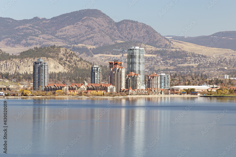 View of downtown of Kelowna across from the west side of the Okanagan ...