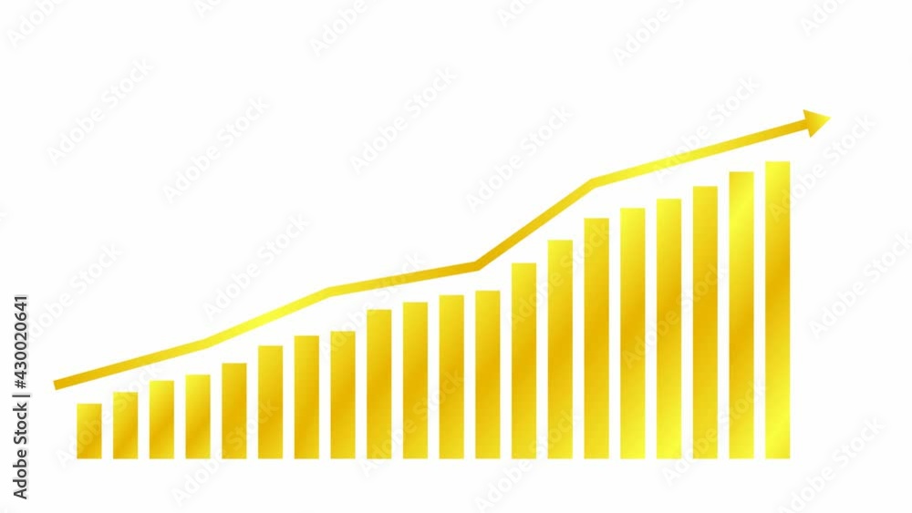 Animated financial golden growth chart with trend line graph. Growth ...
