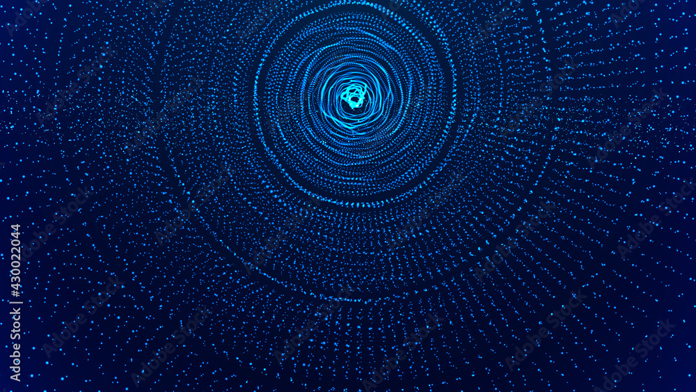 3D tunnel. Optical illusion. Digital technology. Big data vizualization ...