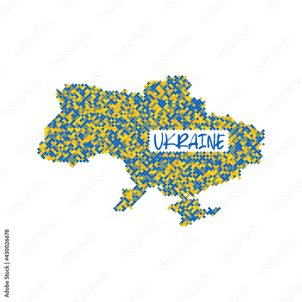 Pixel mosaic Map of Ukraine on white background. for your web site ...