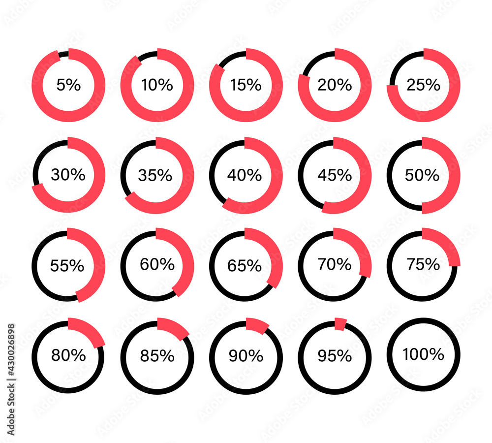 Set pie chart for infographic. Vector flat template. Circle graphs from ...