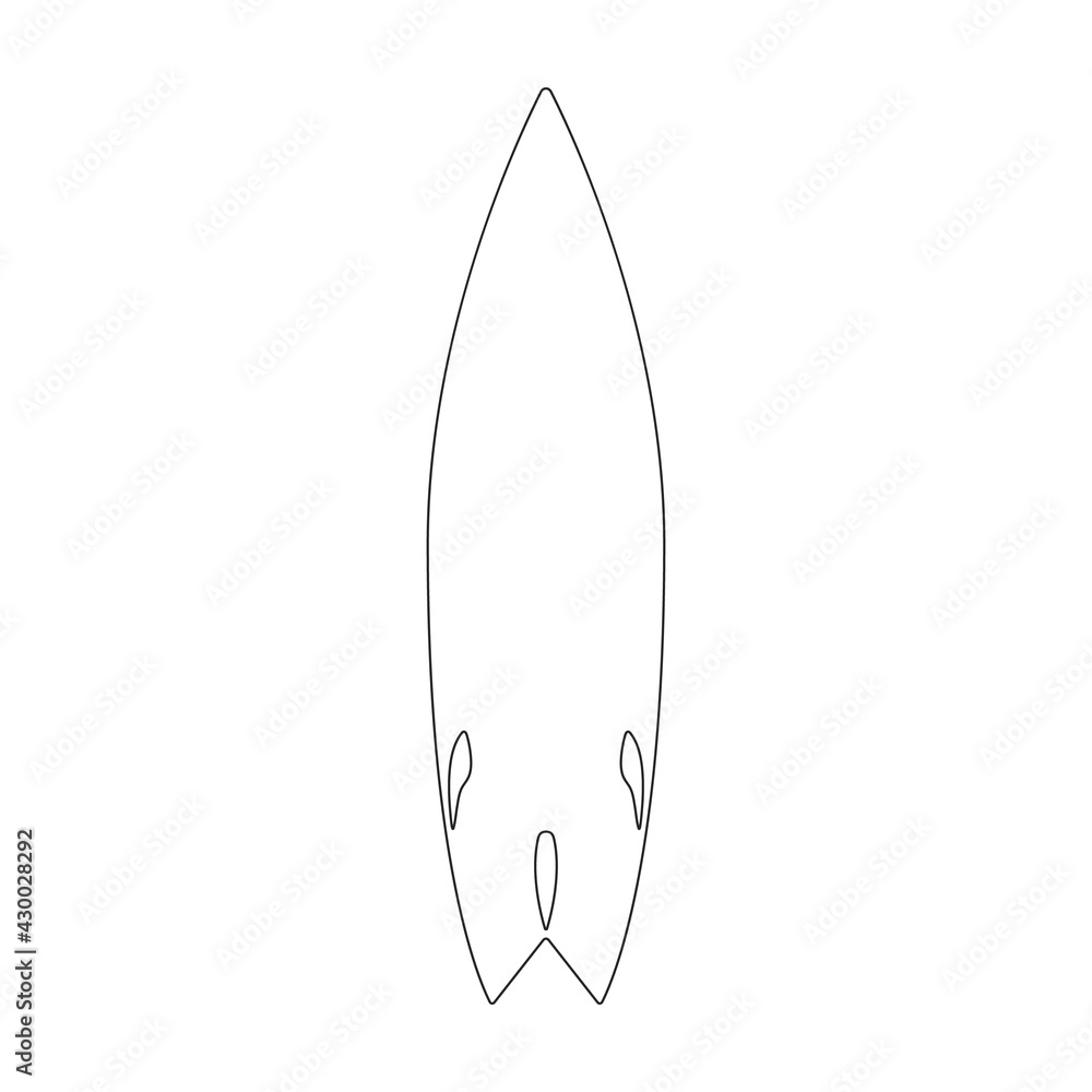 Surfboard vector outline icon. Vector illustration surf board on white ...