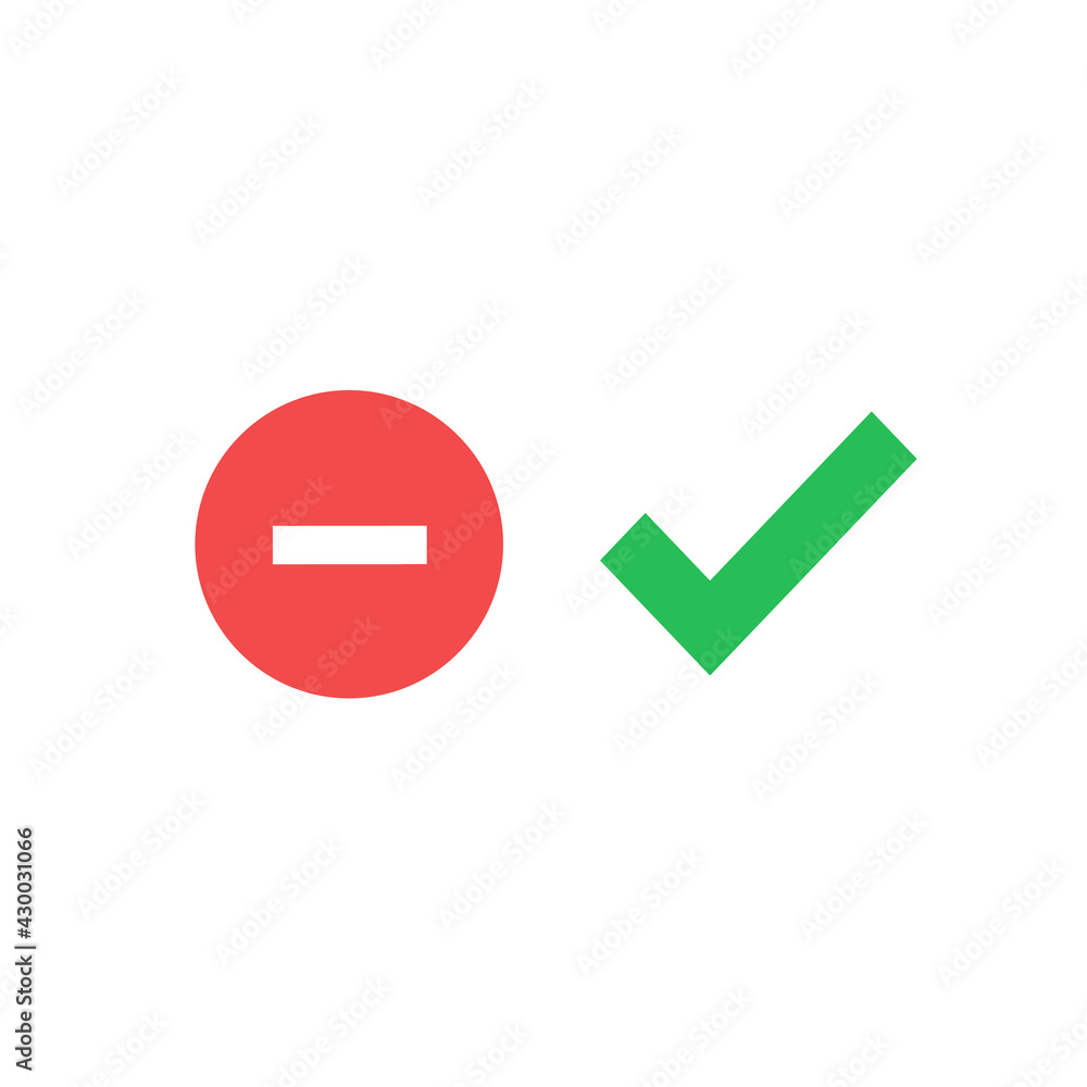 simple web button green check mark and red close round button. Stock ...