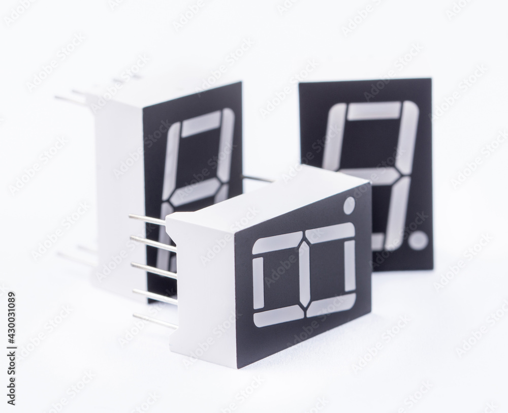 Heap of seven-segment LCD display with dot for electronic devices and ...