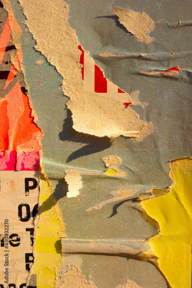 Old ripped torn posters grunge texture background creased crumpled ...