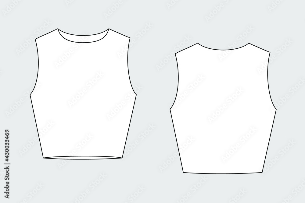 Female tank top vector template isolated on a grey background. Front ...