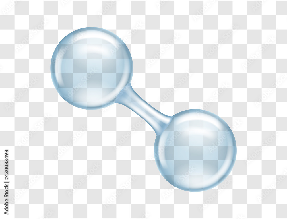 Transparent oxygen molecule bubble shape. Glowing o2 molecular formula ...