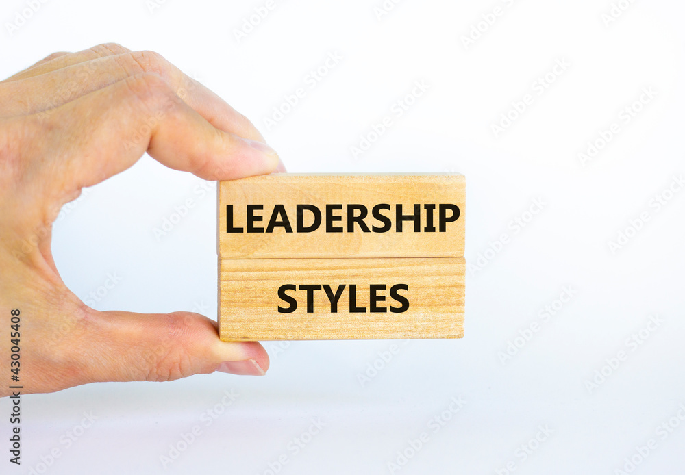 Leadership styles symbol. Wooden blocks with words 'Leadership styles ...