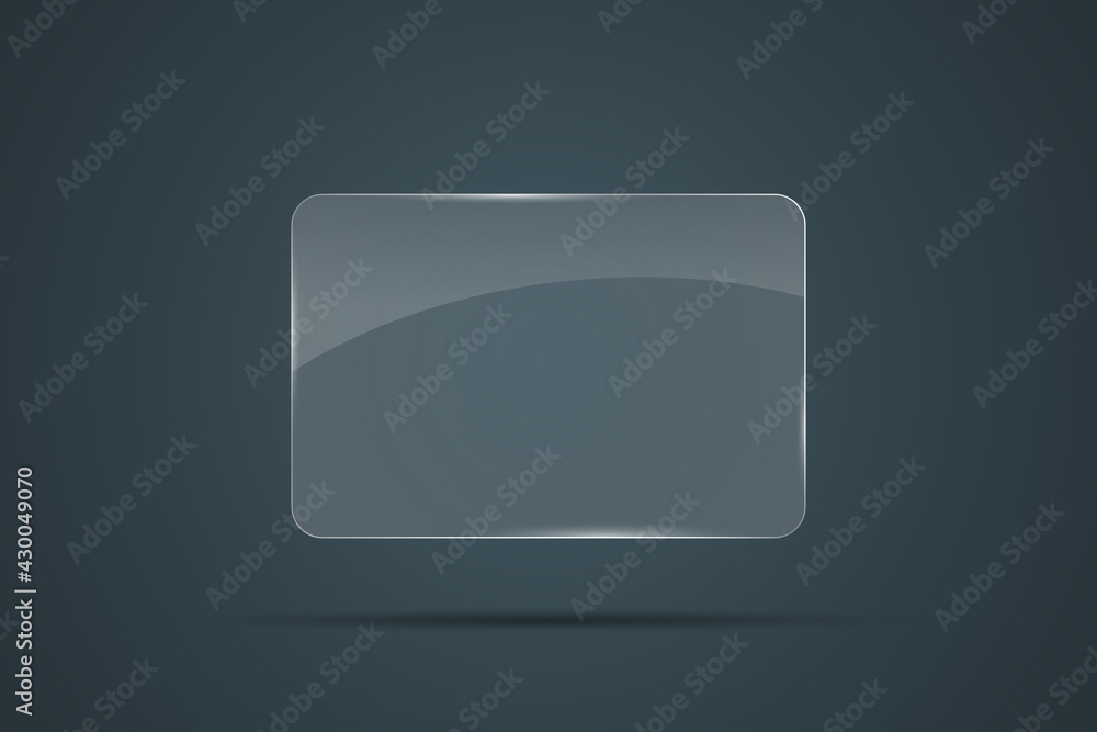 Glass plate, transparent with light highlights on an isolated ...