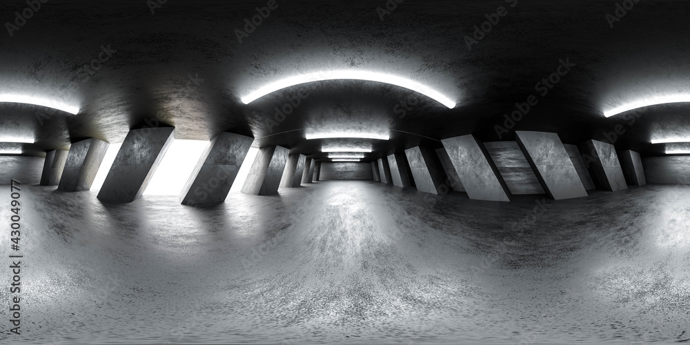 full 360 degree spherical panorama view of concrete industrial site ...