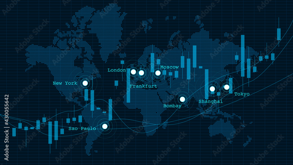 Trading Chart and World Map Stock Vector | Adobe Stock