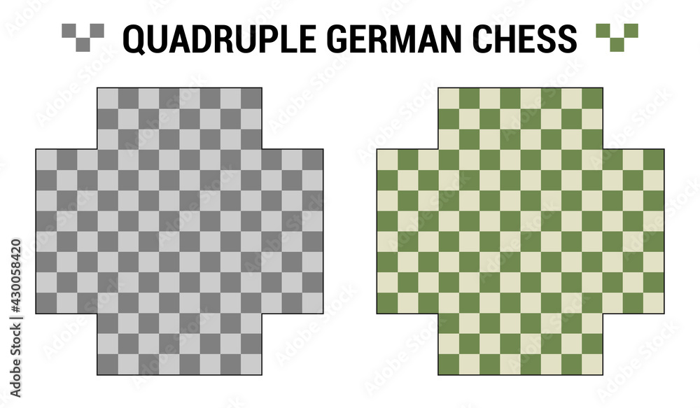 Vetor do Stock: Quadruple German or European Chess. Two boards for 4 ...