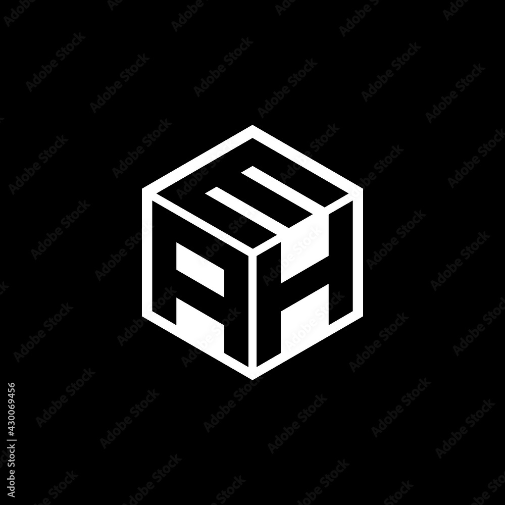 AHM letter logo design with black background in illustrator, cube logo ...