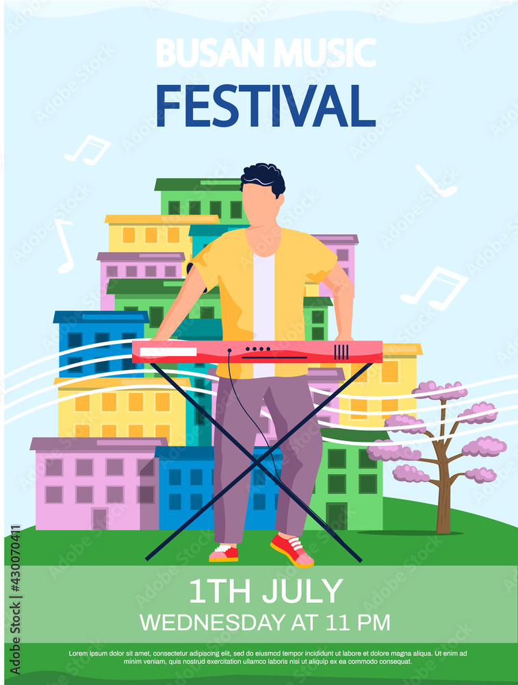 Open air concert in outdoor summer music festival in South Korean city ...
