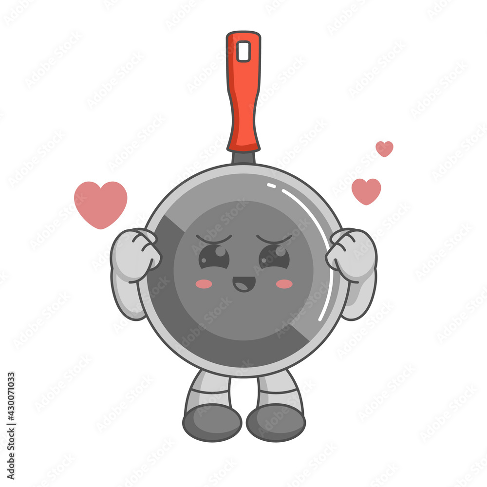 cute kawaii teflon characters are in love with heart balloons Stock ...