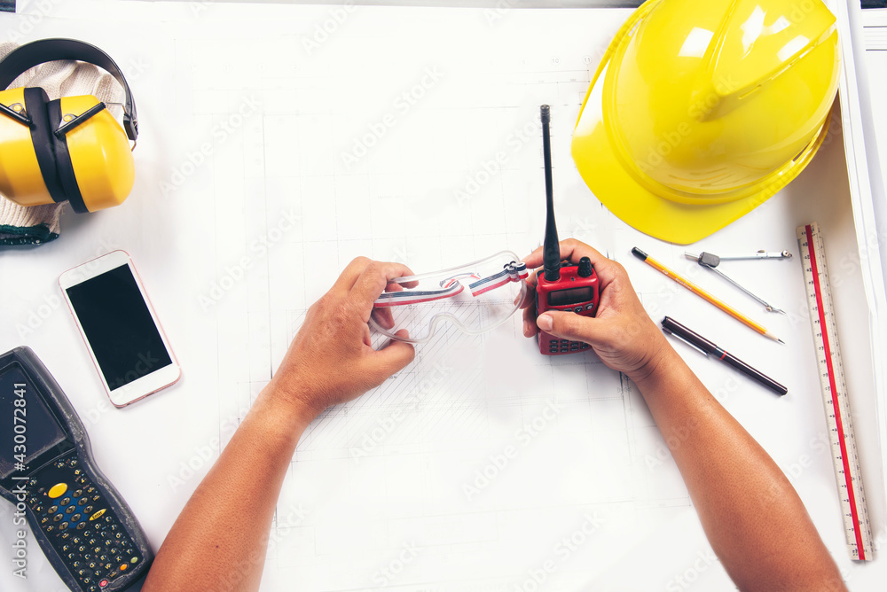 Civil construction engineer working with laptop at desk office with ...