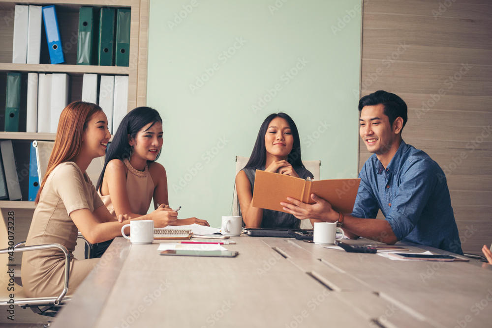 Happiness diversity business team meeting corporate office desk in ...