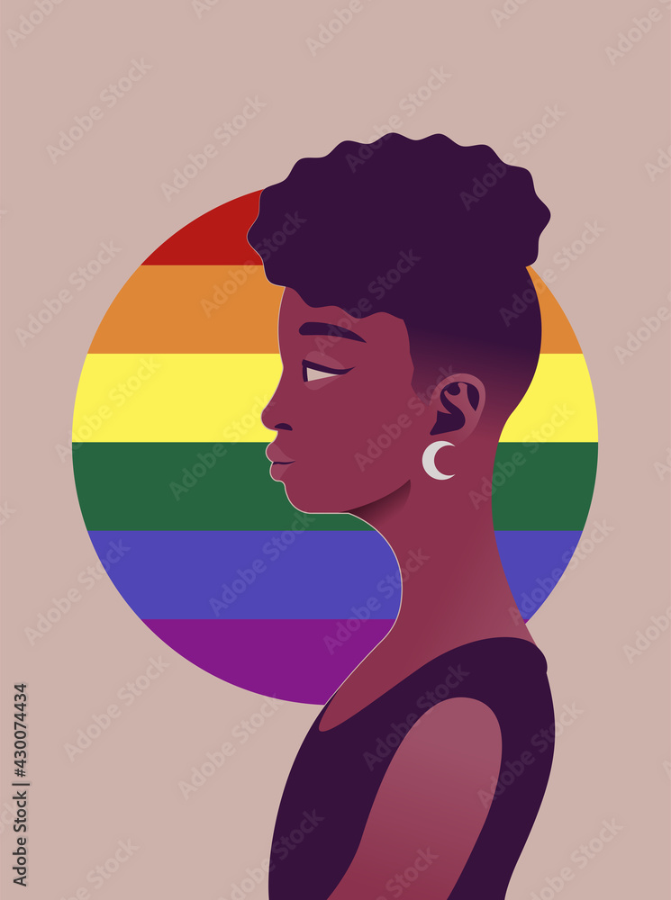 LGBT african people of side view. Human simplicity of the globalized ...