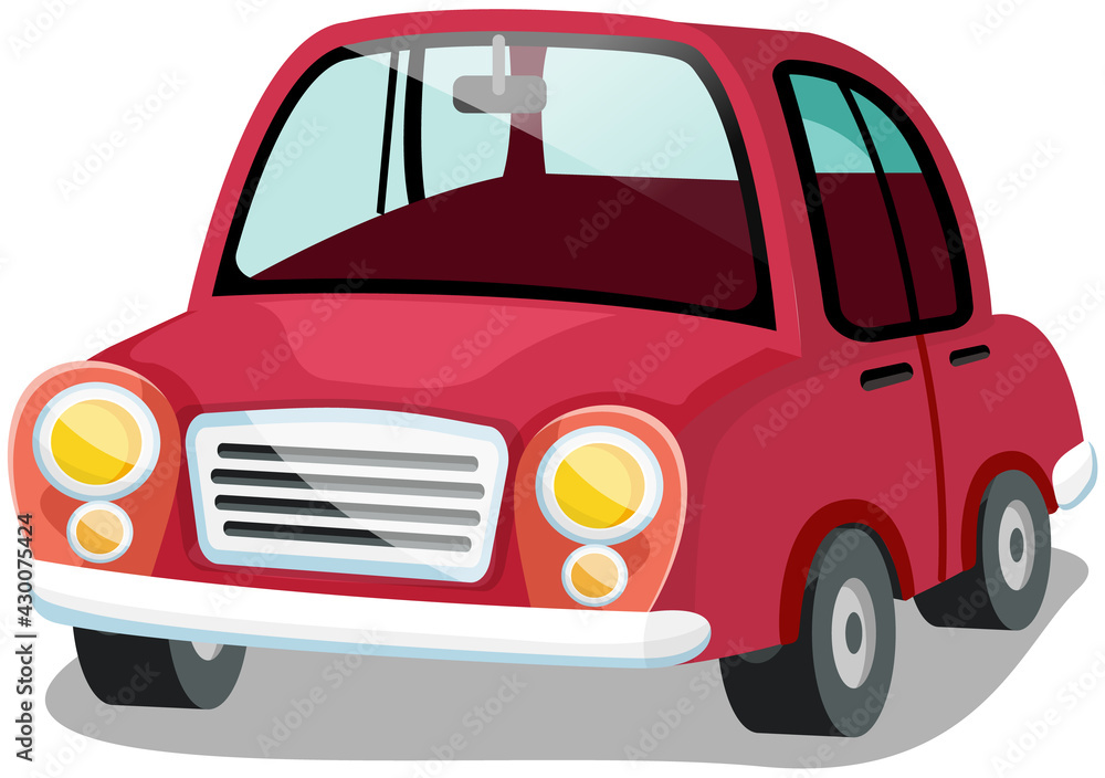 Red family car for driving into woods. Transport for traveling around ...