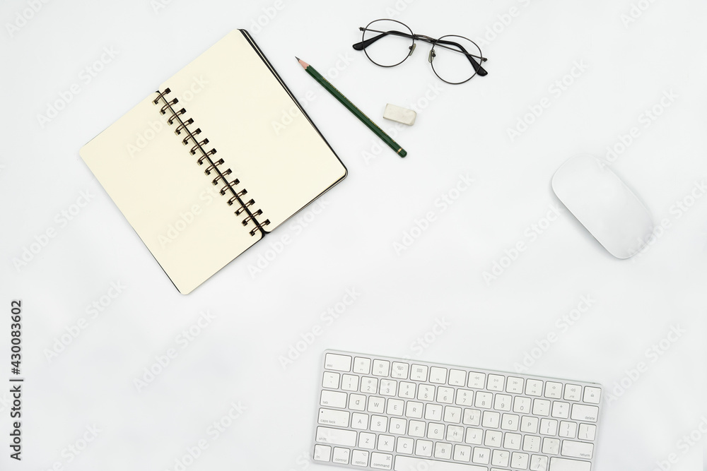 office starter pack on desk from top point of view. office stationery ...