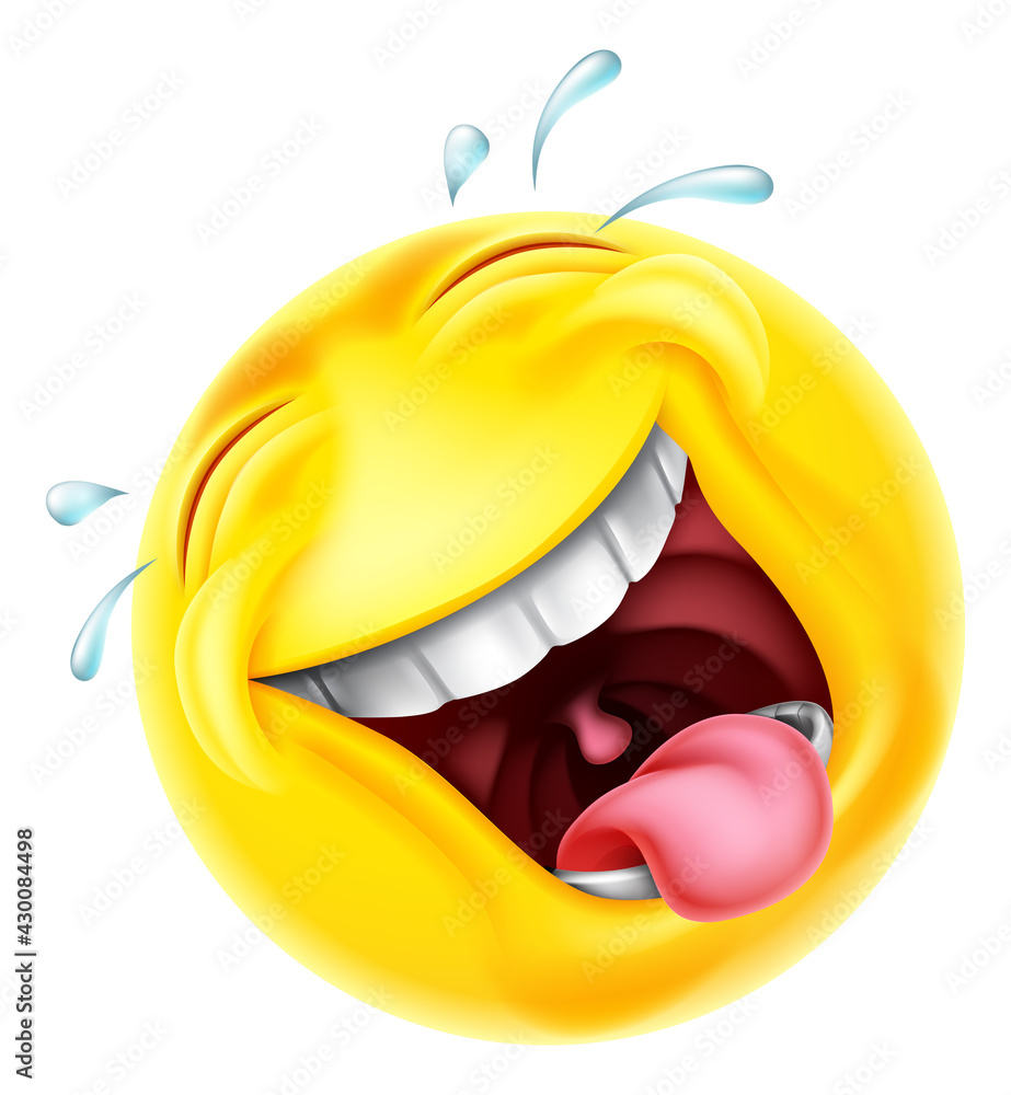 Laughing Emoticon Cartoon Face Icon Stock Vector | Adobe Stock