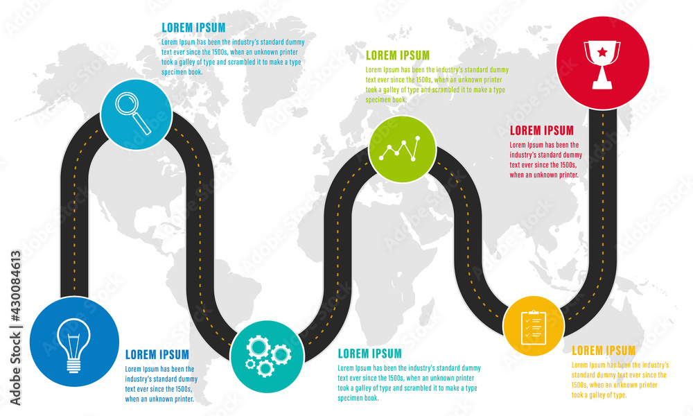 Project roadmap, timeline Infographics, 6 steps timeframe, milestones ...