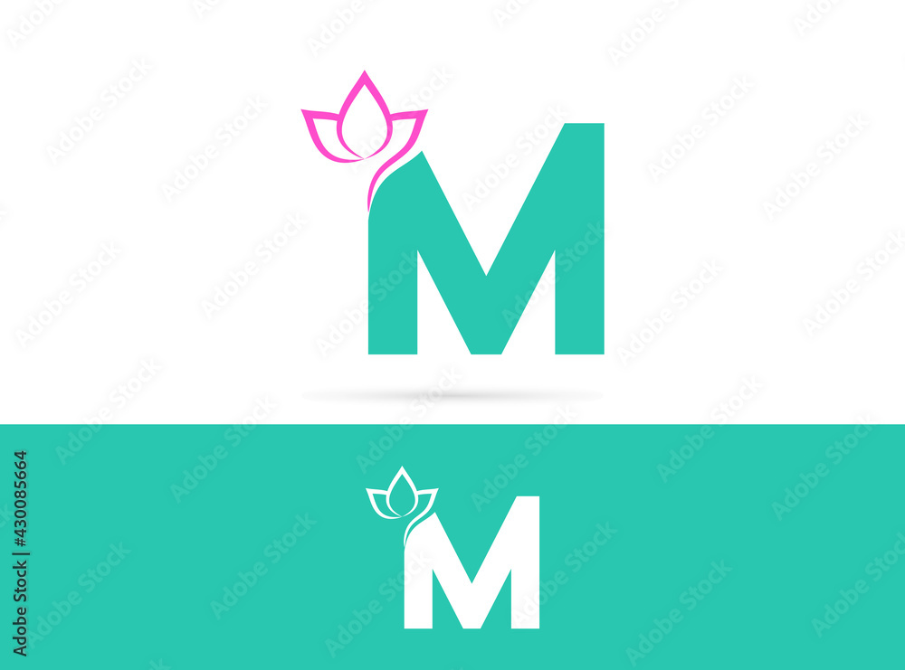 Letter M lotus logo design. Vector combination of flower and letter ...