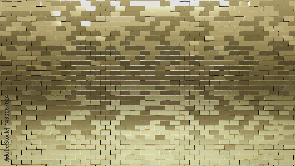 Gold, Rectangle Wall background with tiles. 3D, tile Wallpaper with ...