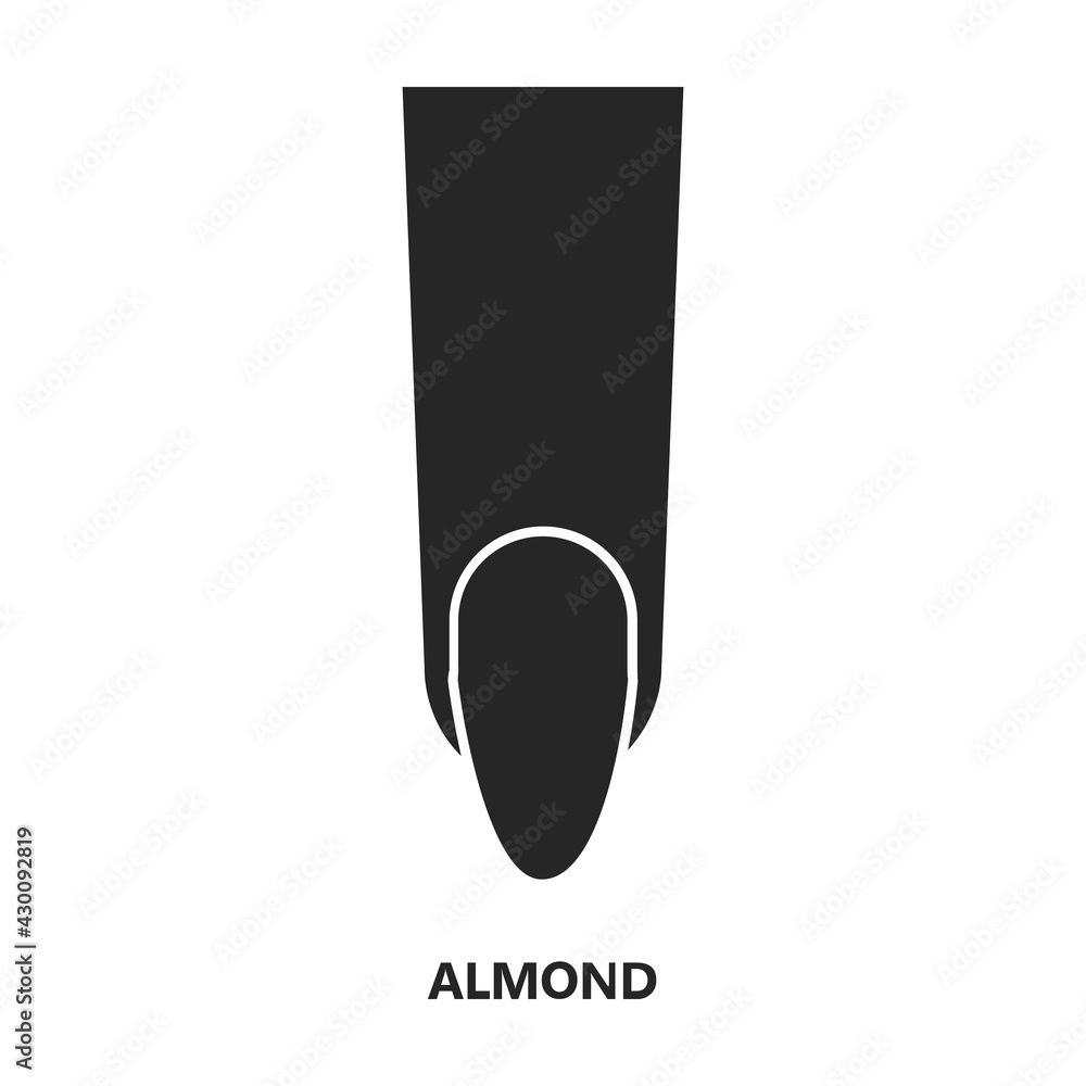 Nail shape vector black icon. Vector illustration nail shape on white ...