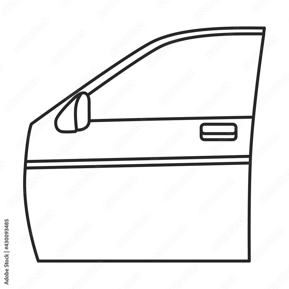 Car door vector outline icon. Vector illustration car on door white ...