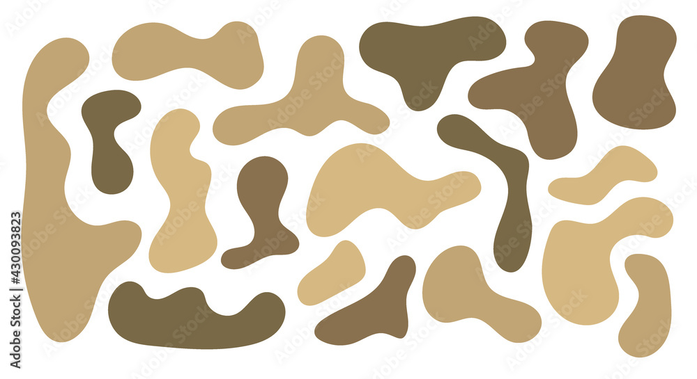 Irregular blob, set of abstract organic shapes. Brown ground irregular ...