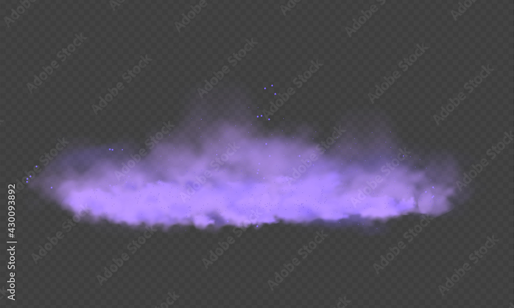 Purple fog or smoke.Purple dust with particles. Violet smoke or dust ...