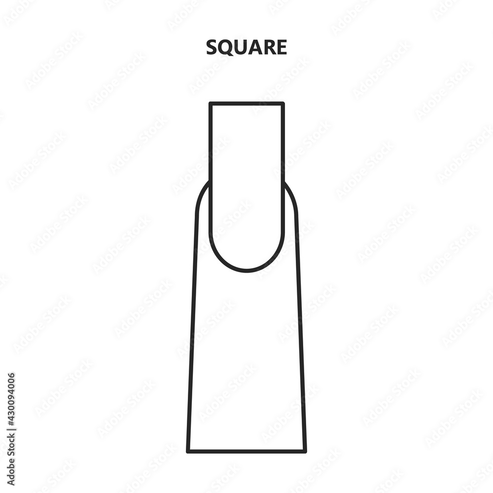 Nail shape vector outline icon. Vector illustration nail shape on white ...