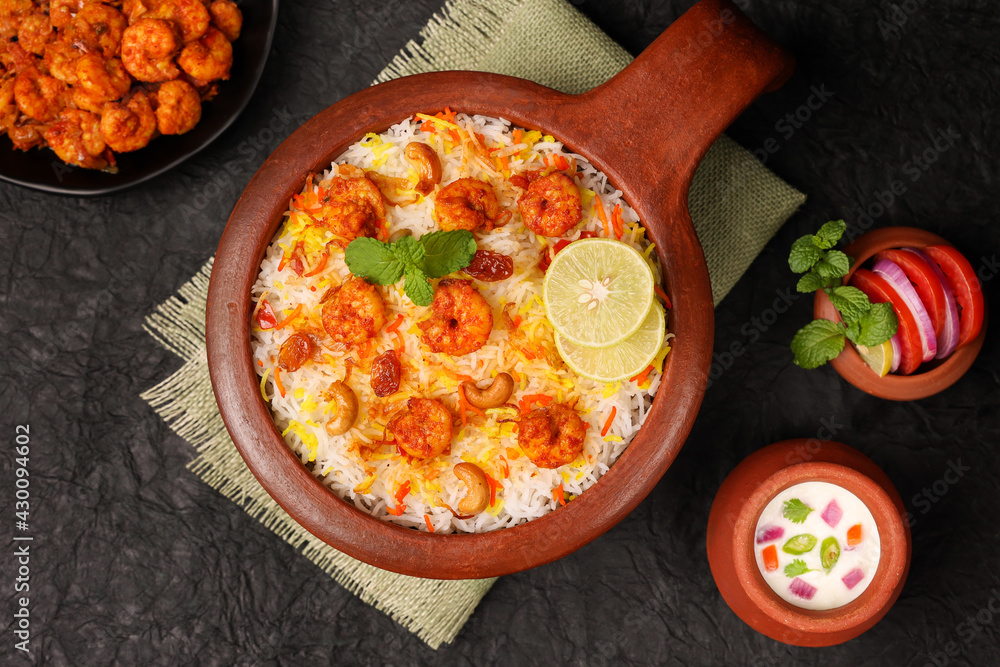 Prawn or shrimp biryani, Fish biryani. Spicy and delicious Malabar ...