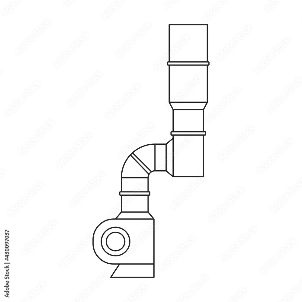 Air system vector outline icon. Vector illustration system ventilation ...