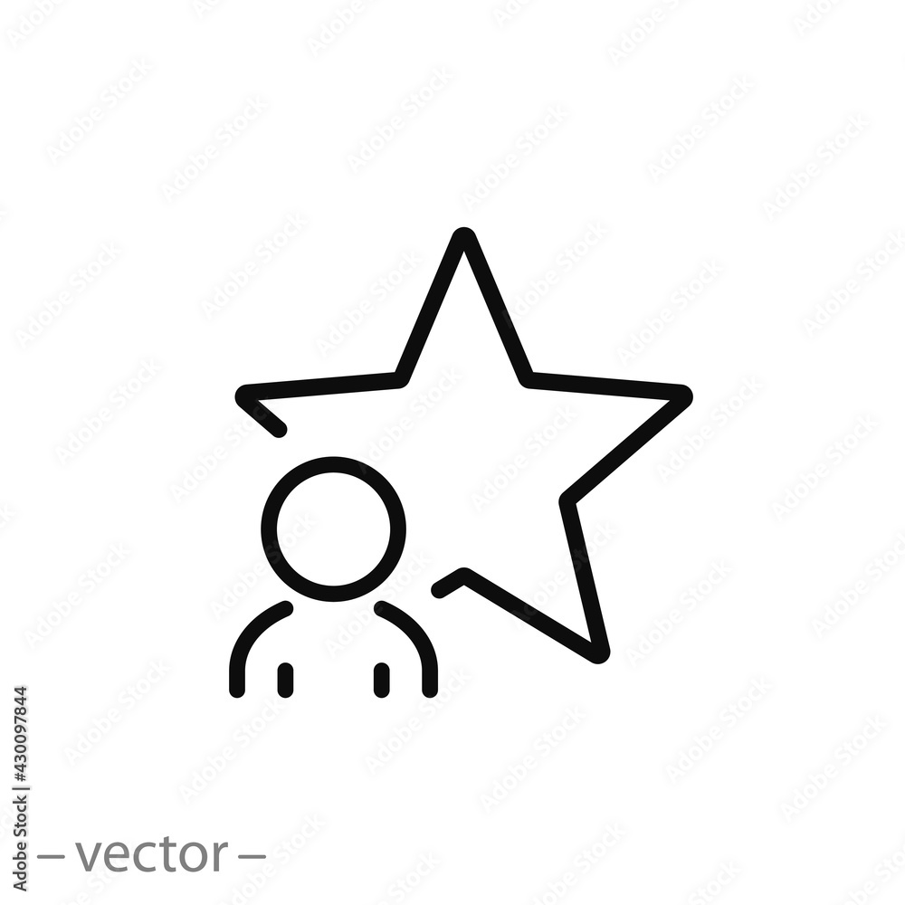 talent human icon, best employee, star man, thin line symbol on white ...