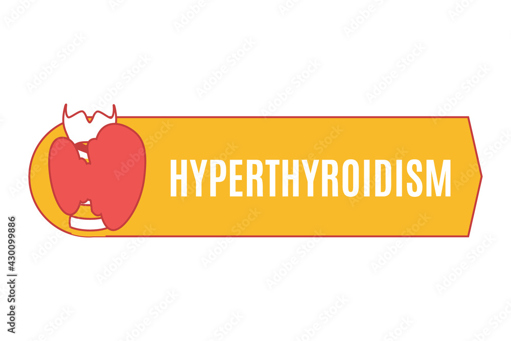 Hyperthyroidism landing web page header. Thyroid gland with swollen ...