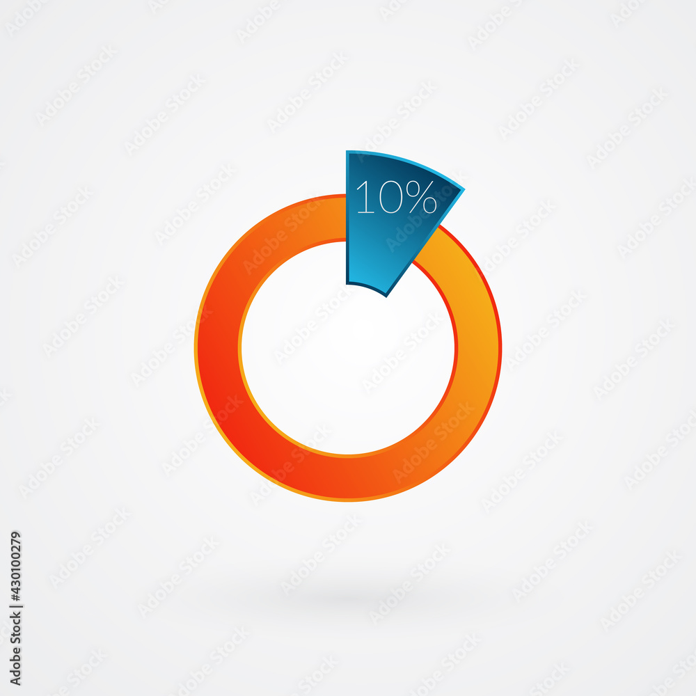 10 percent isolated pie chart. Percentage vector, infographic gradient ...