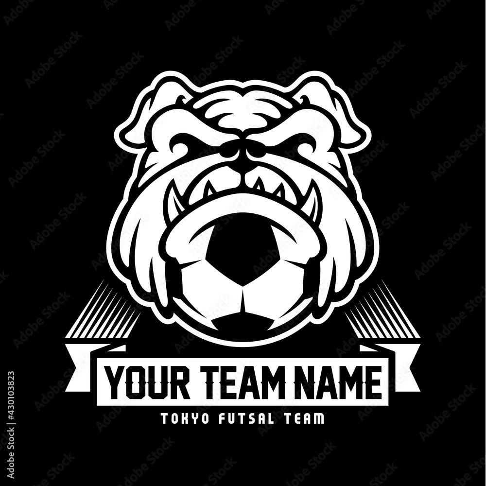 ブルドッグ、犬、ロゴ、シンボルマーク、フットサル、モノクロ/ futsal team vintage logo - Bulldog, dog ...