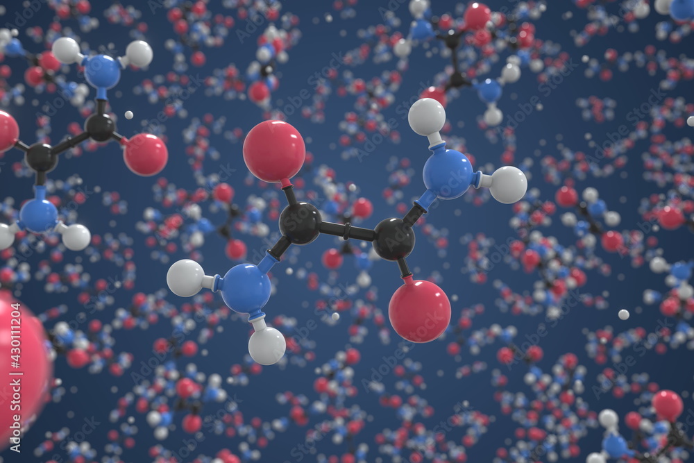 Molecule of oxamide, ball-and-stick molecular model. Scientific 3d ...