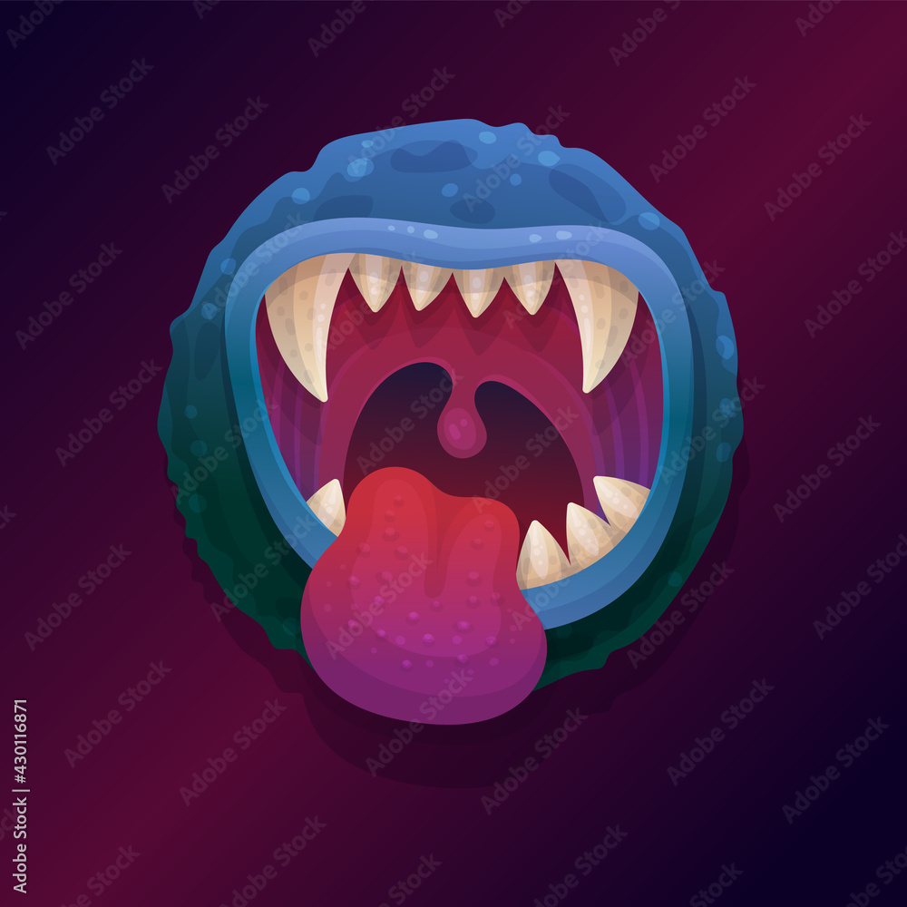 Monster mouth with teeth and protruding tongue vector illustration ...