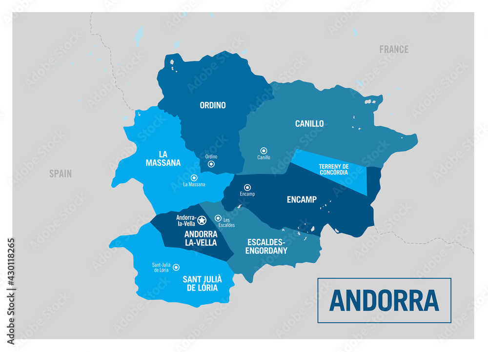 Andorra country political map. Detailed vector illustration with ...