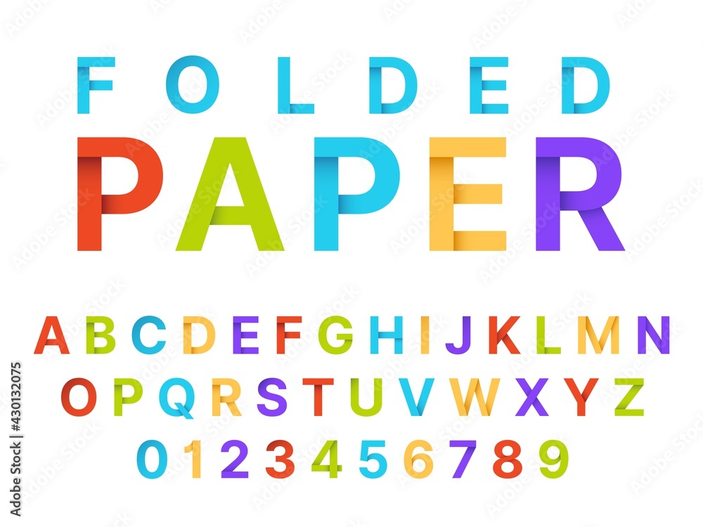 Paper folding alphabet. Origami style color english language font ...