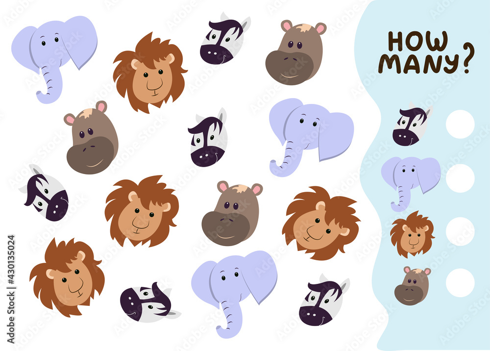 Counting game for preschool kids. Educational math game. Count how many ...