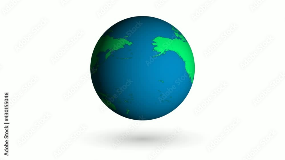 animated globe, planet Earth with continents and oceans on white ...