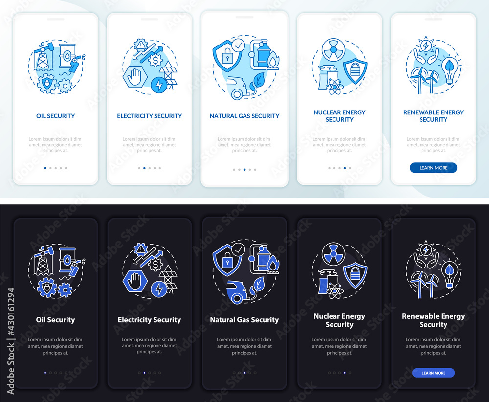 Vecteur Stock Power secure types onboarding mobile app page screen with ... Vecteur Stock Power secure types onboarding mobile app page screen with ...