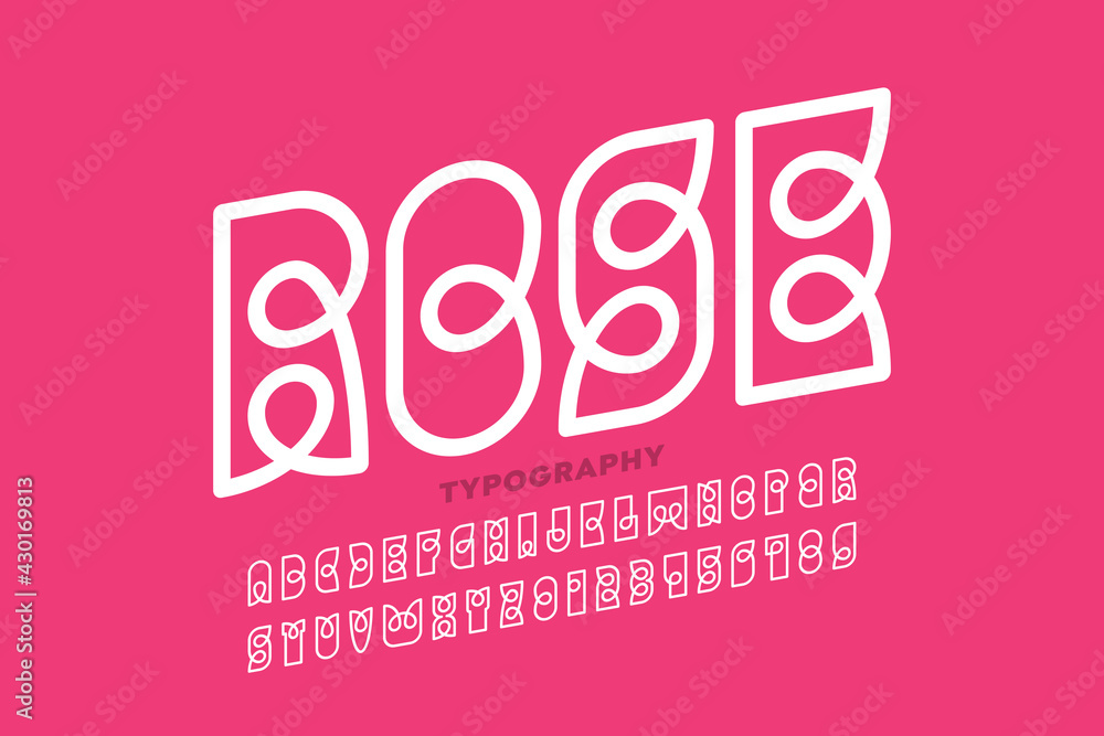Vetor de Outline style Rose font design, alphabet letters and numbers ...