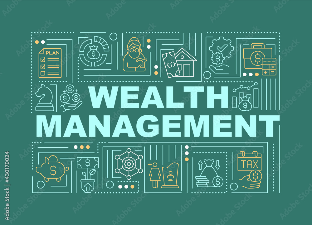 Wealth management word concepts banner. Create person financial budget ...